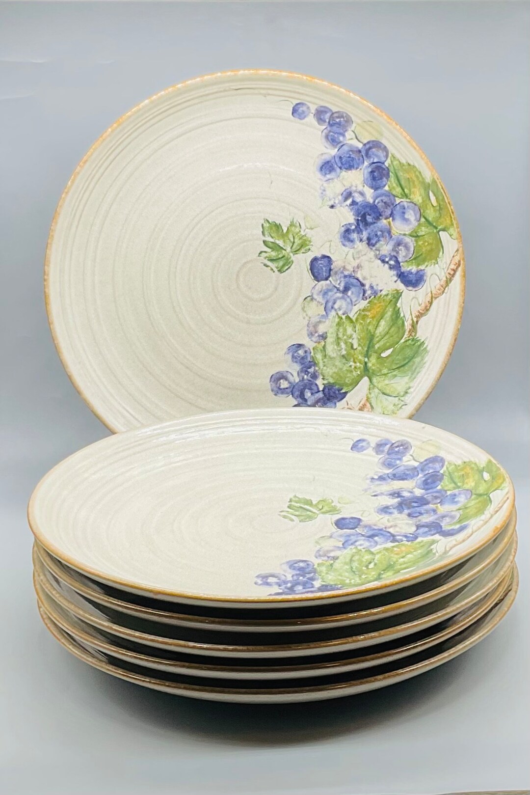 Vintage Genuine Stoneware 222 Fifth Studio Indonesia Grapevine 6 Dinner ...