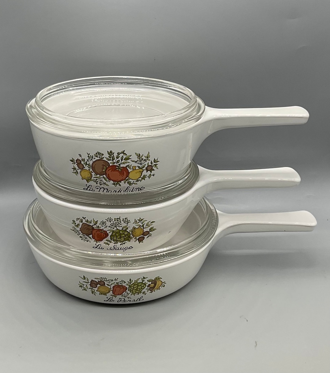 Vintage Corning Ware Spice of Life Set of 3 Skillets /sauce Pans With ...