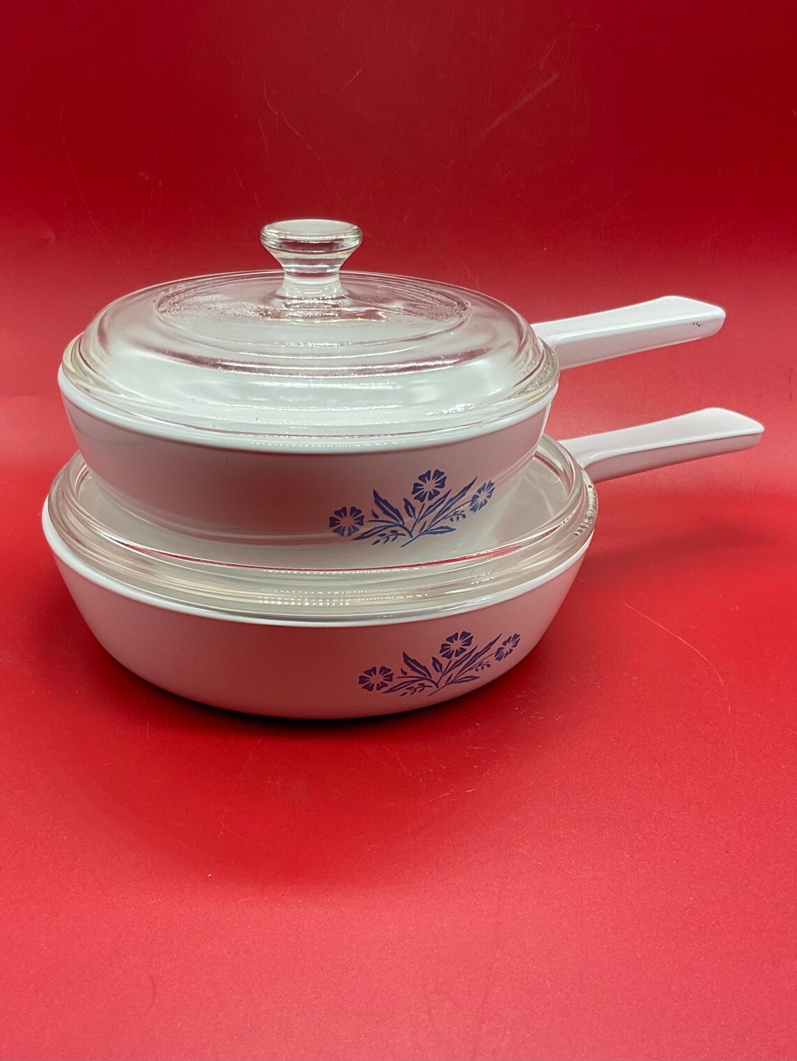 Vintage 2 Piece Corning Ware Blue Cornflower Cookware Skillet Set With ...