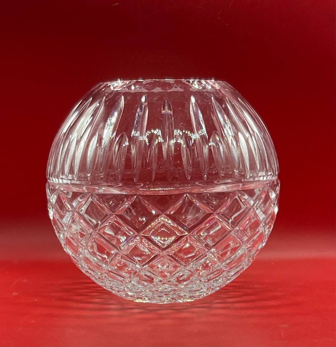 Vintage Clear Cut Crystal Ball Vase - Etsy