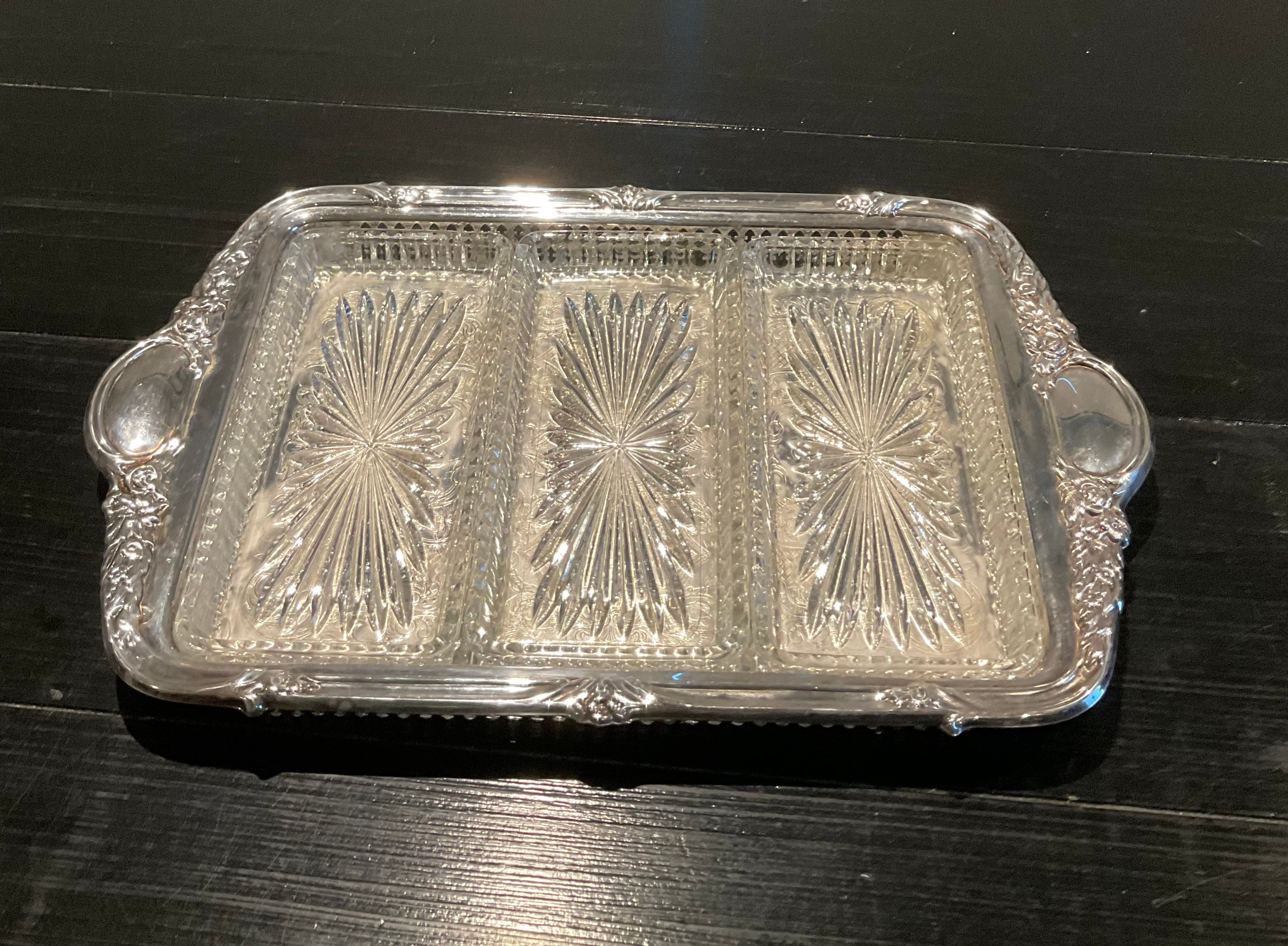 Vintage Sheridan Silver Plated Relish Tray With 3 Crystal - Etsy