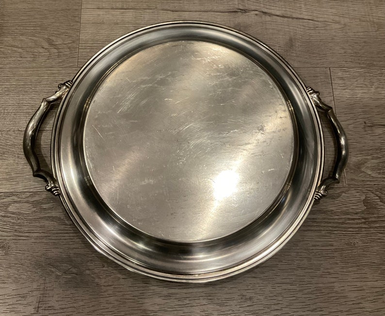 Vintage Oneida Silver Plated Round Serving Tray With Handles - Etsy