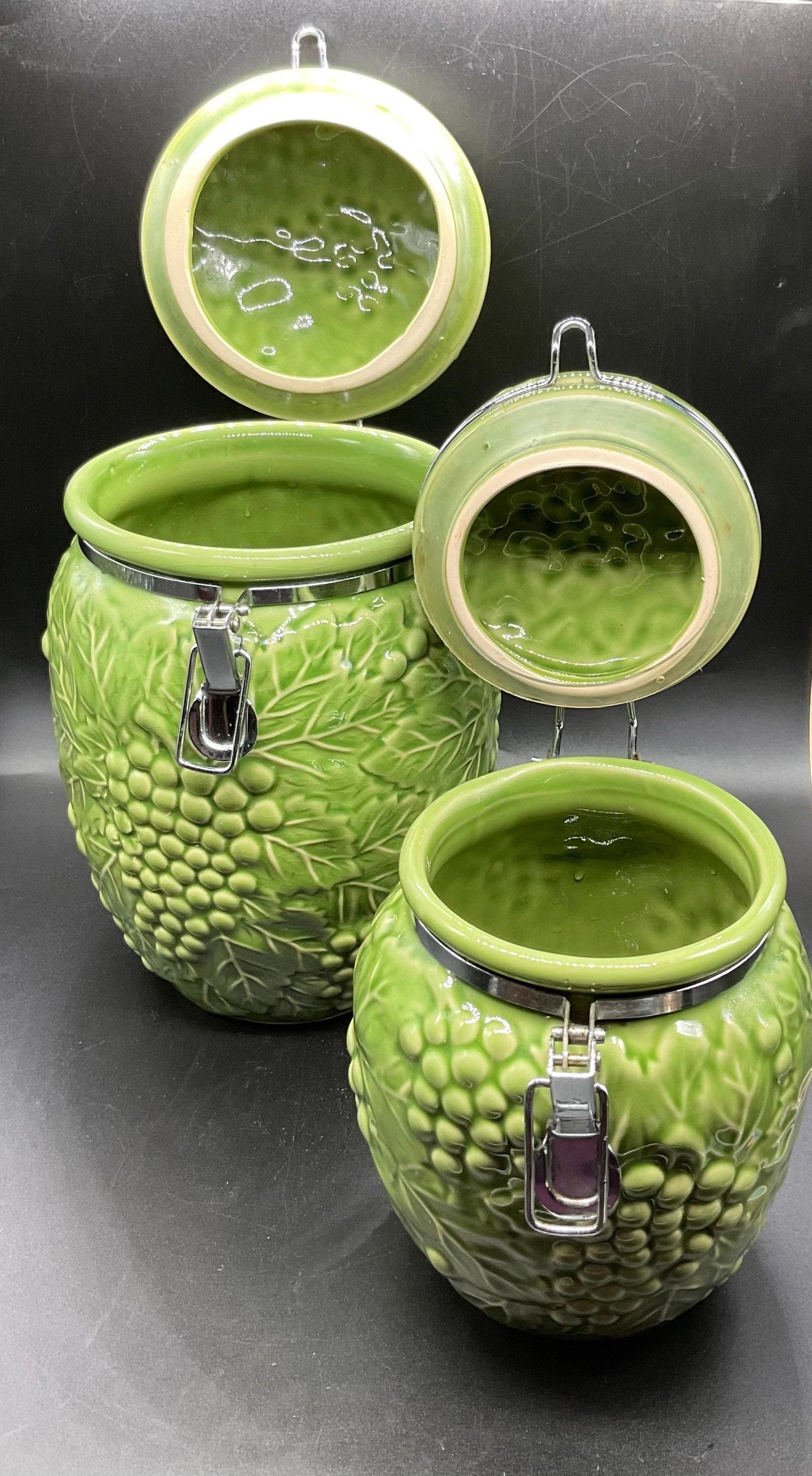 Vintage Majolica Raised Relief Grapes and Leaves Green Ceramic - Etsy