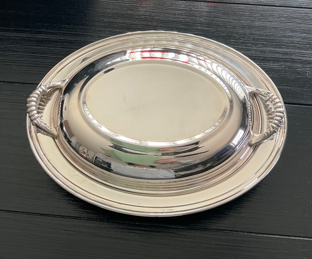 Vintage Raimond Silverplate Two Handles Covered Serving Dish With Glass ...