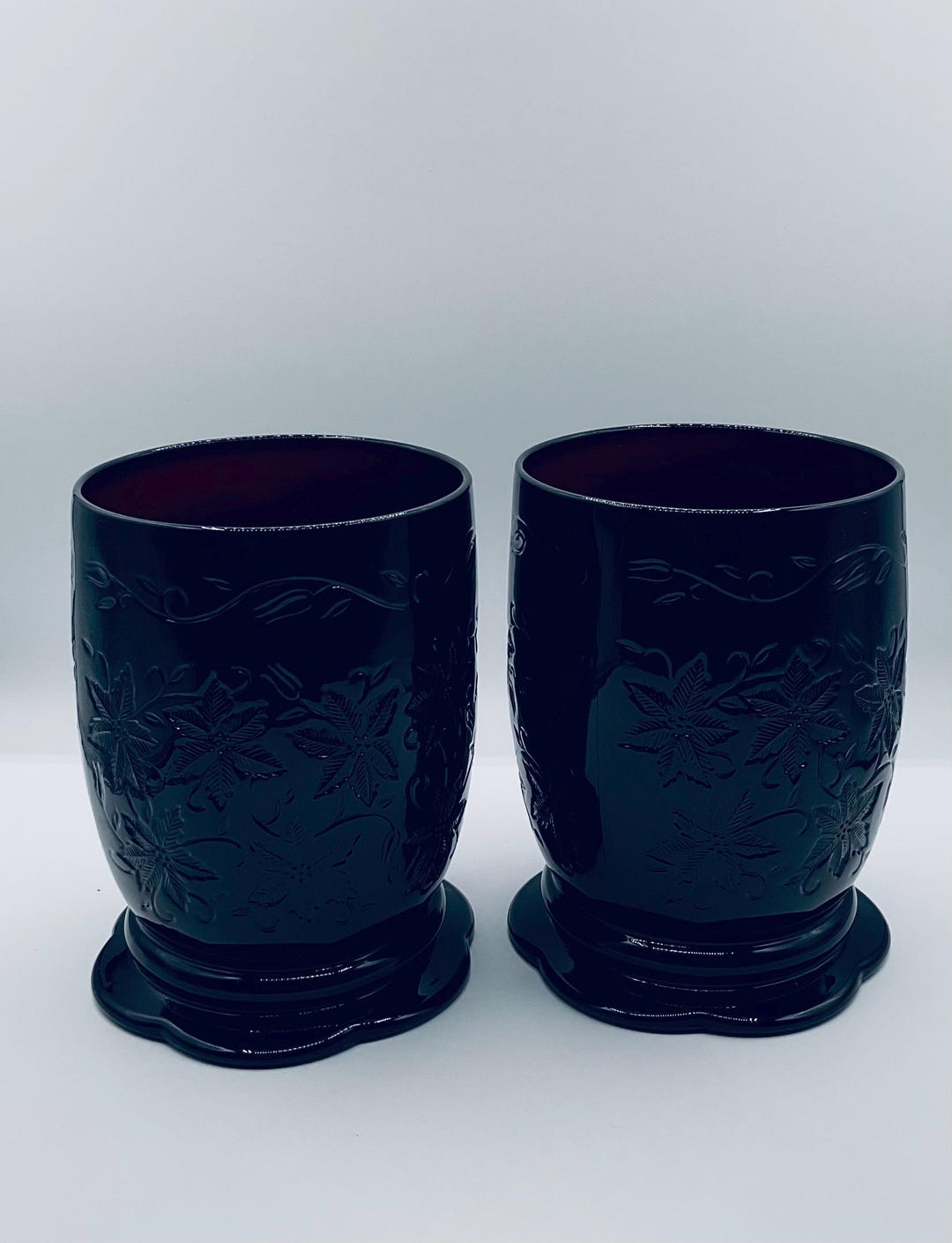 Vintage Princess House Fantasia Ruby Red Glass Set of 2 Vases or Large ...