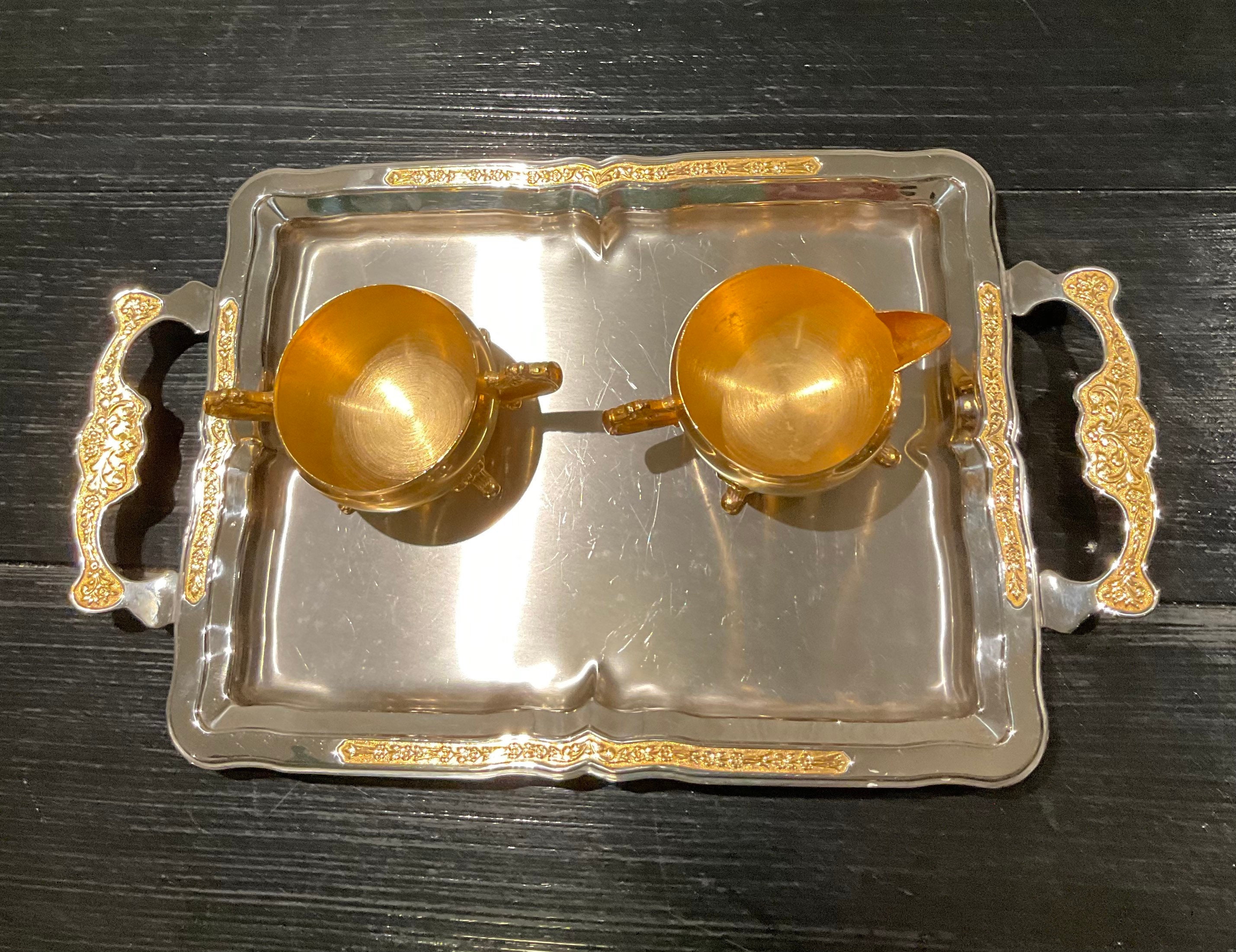 3 Piece Serving Tray rectangular Inox Tray creamer and Sugar | Etsy