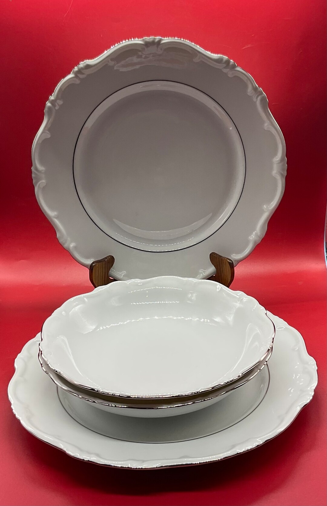 Vintage Hertel Jacob Margaret Empire Platin 2 Dinner Plates and 2 ...