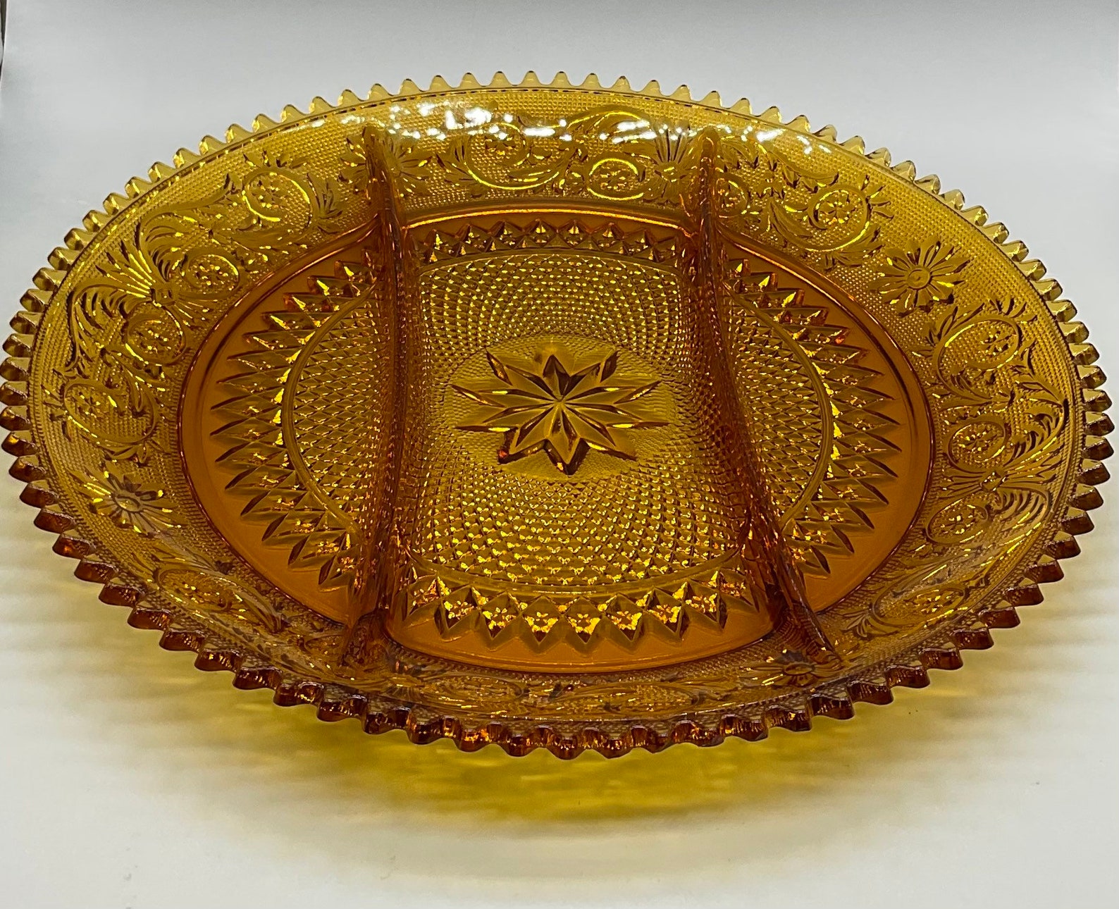 Vintage Tiara Indiana Glass Amber Sandwich Pattern Divided - Etsy