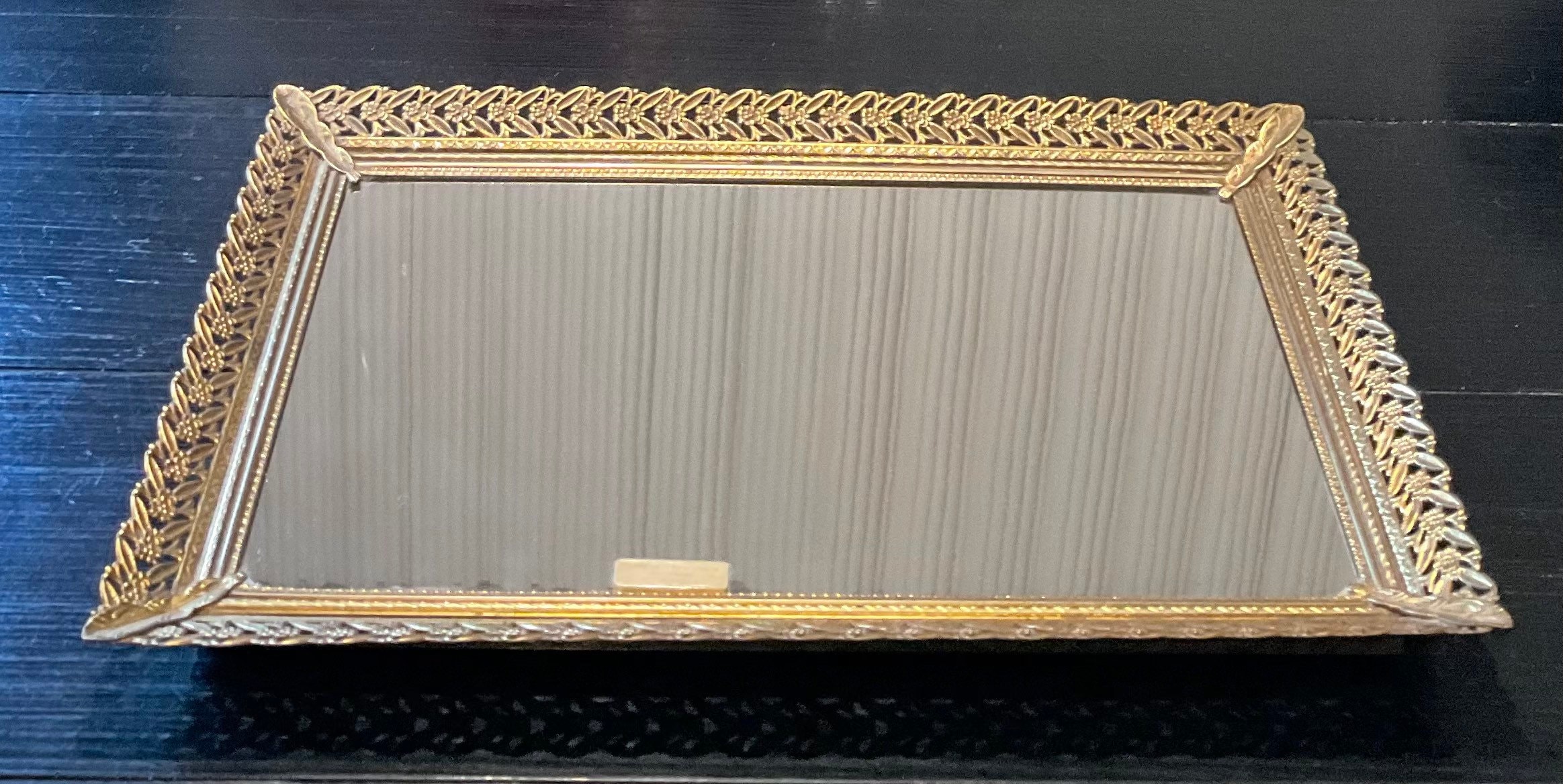 Antique Rectangular Gold Finish Vanity Mirrored Tray / Mirror - Etsy