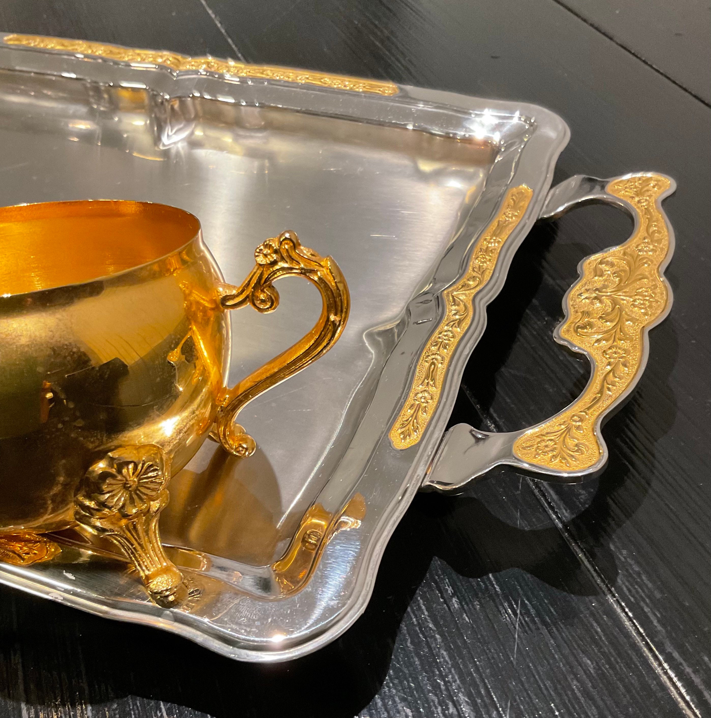 3 Piece Serving Tray rectangular Inox Tray creamer and Sugar | Etsy