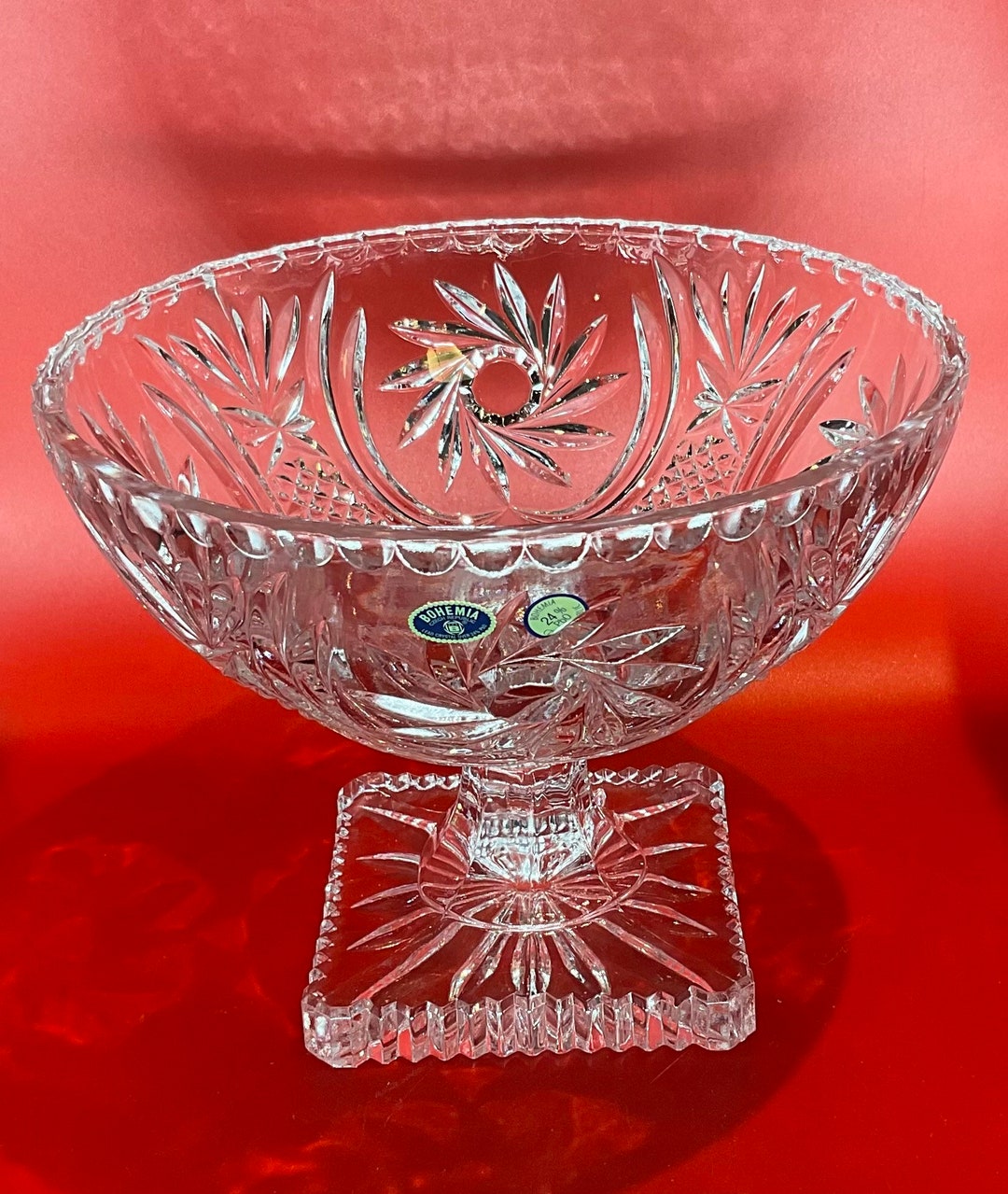 Vintage Bohemia Czech Republic Lead Crystal Over 24% Pb0 Large Pedestal ...