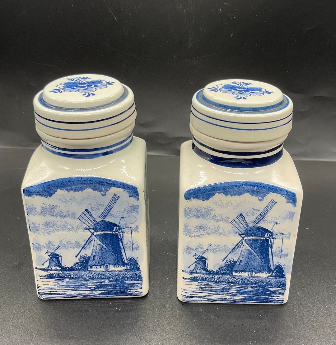 Vintage Delfts Blauw Hand Painted Made in Holland 2 Small Lidded ...