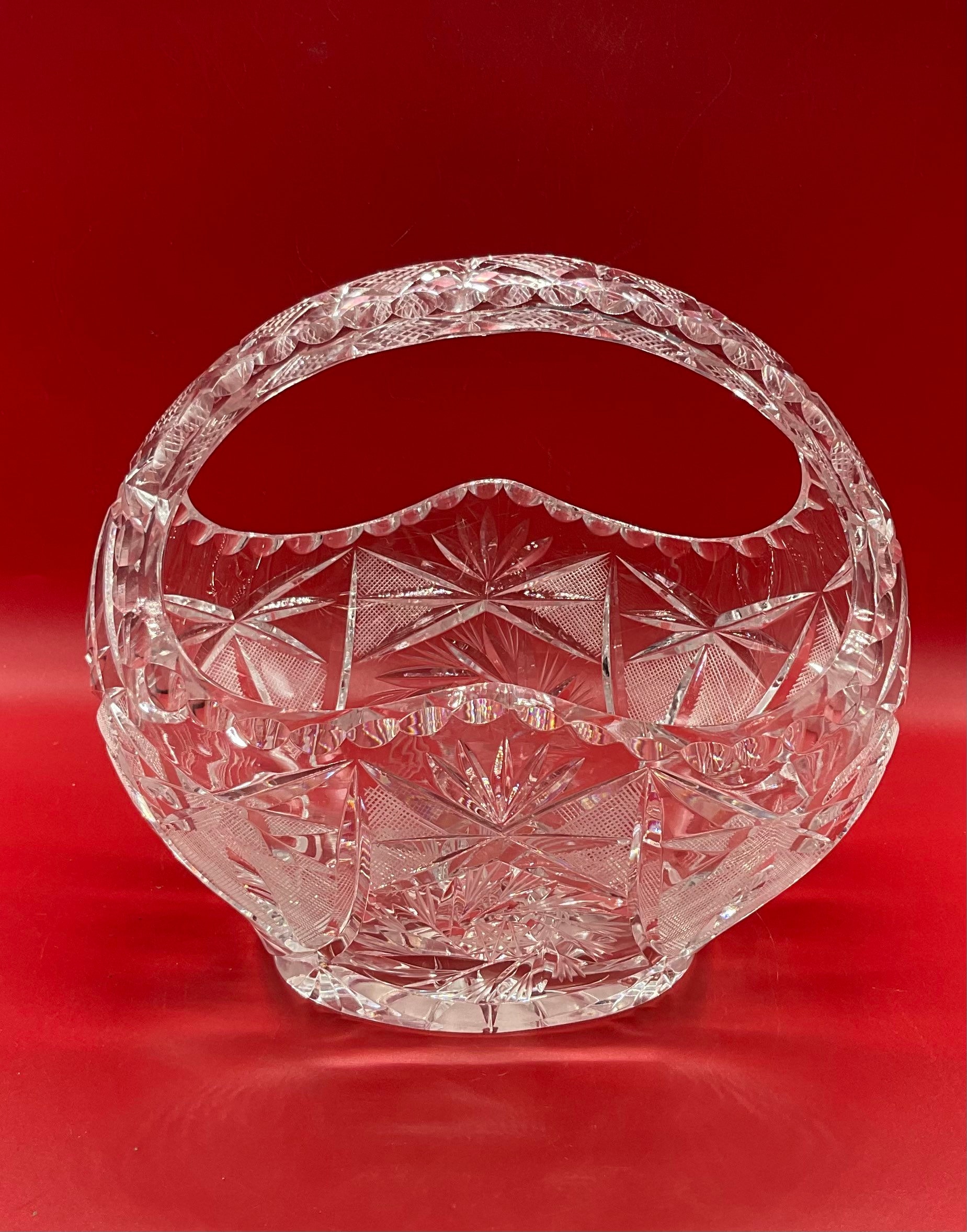 Mid Century Vintage Starburst Hand Cut Clear Crystal Basket - Etsy