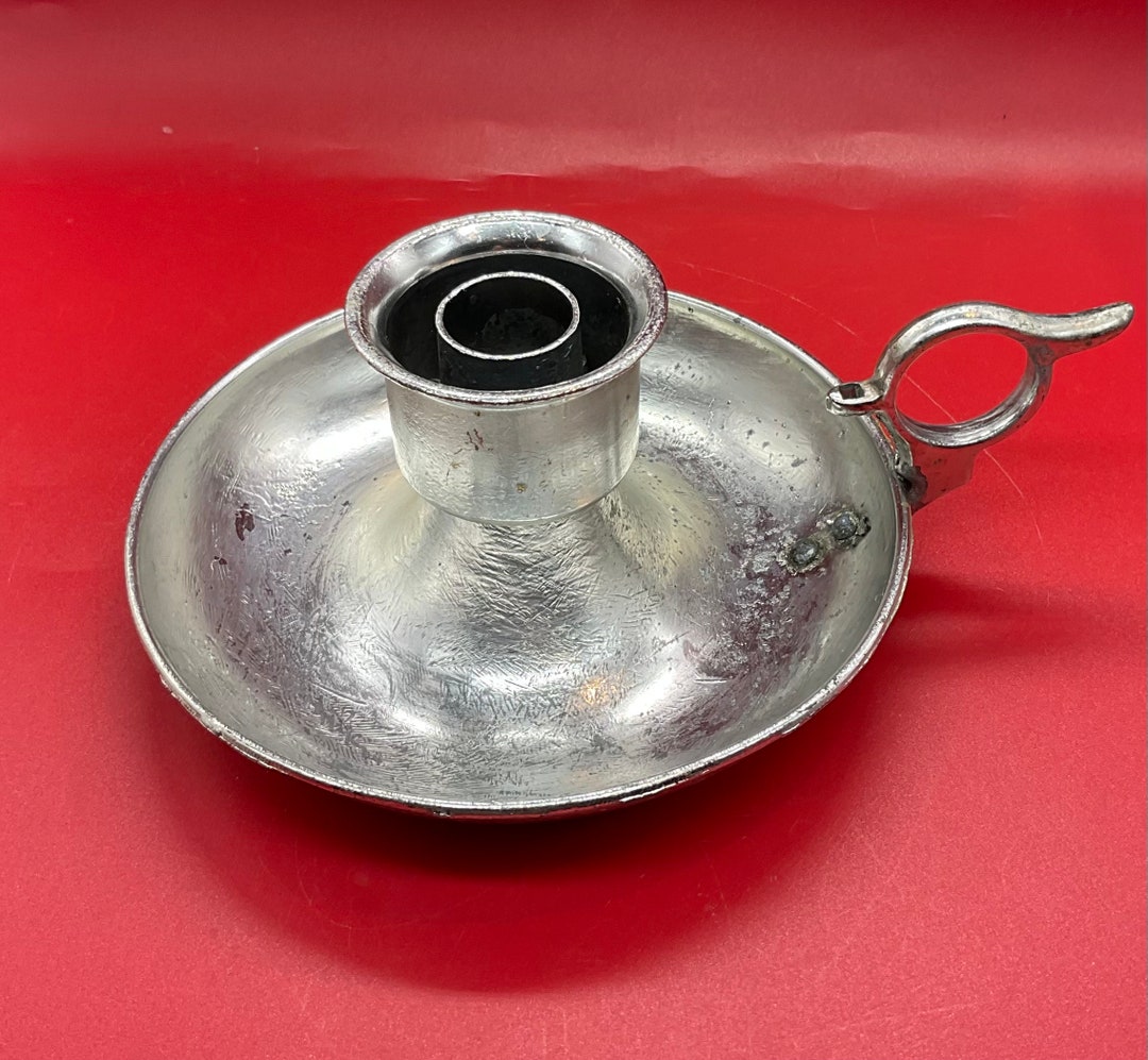 Vintage Pewter Chamber Candlestick Holder - Etsy