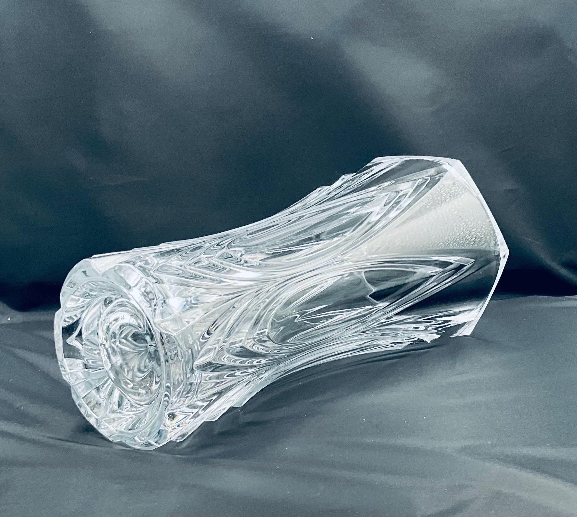 Vintage Heavy Clear Cut Lead Crystal 11.75” Tall Vase - Etsy