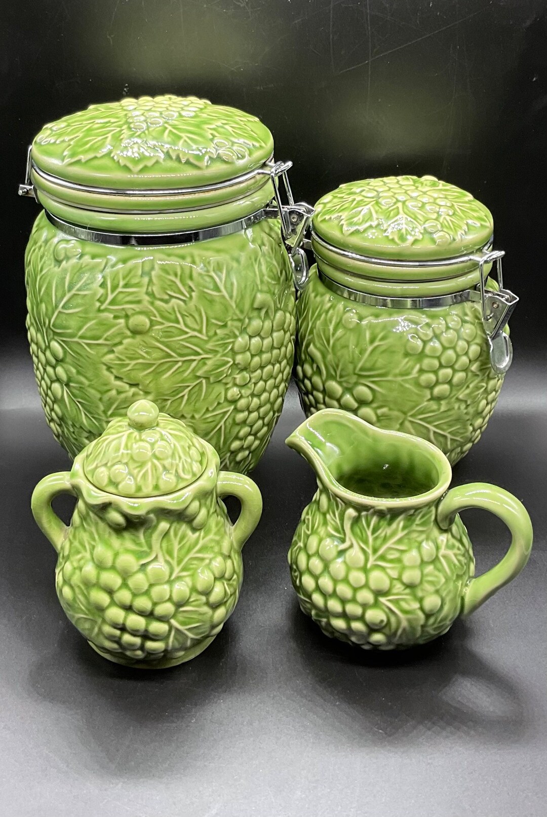 Vintage Majolica Raised Relief Grapes and Leaves Green Ceramic - Etsy
