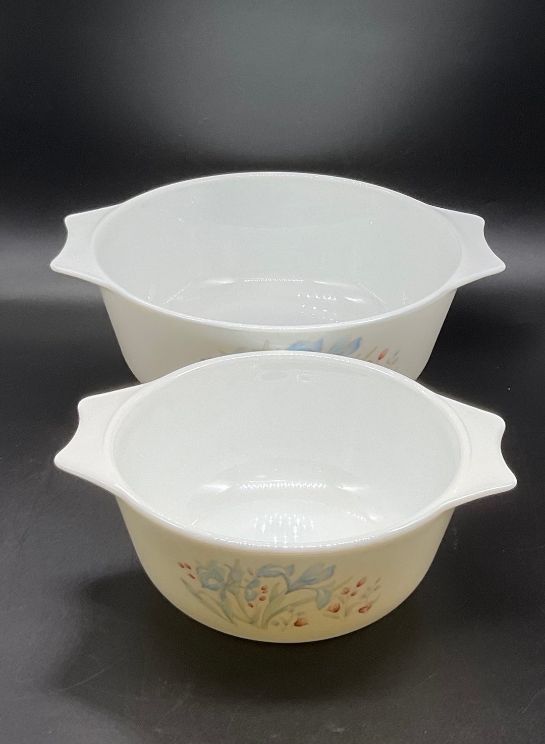 Vintage Pyrex England Blue Iris Set of 2 Baking Casserole Dishes - Etsy