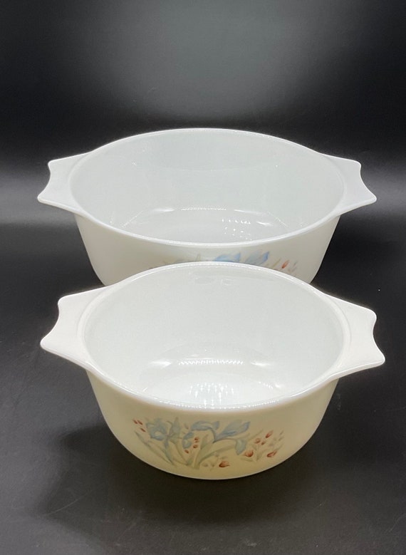 Vintage Pyrex England Blue Iris Set of 2 Baking Casserole - Etsy