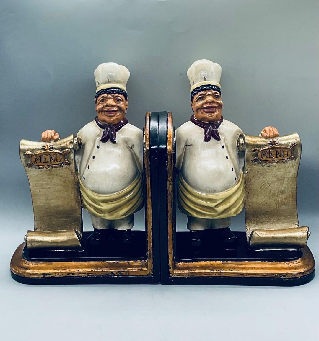 Vintage Resin Fat Italian Chef Cookbook Bookends - Etsy