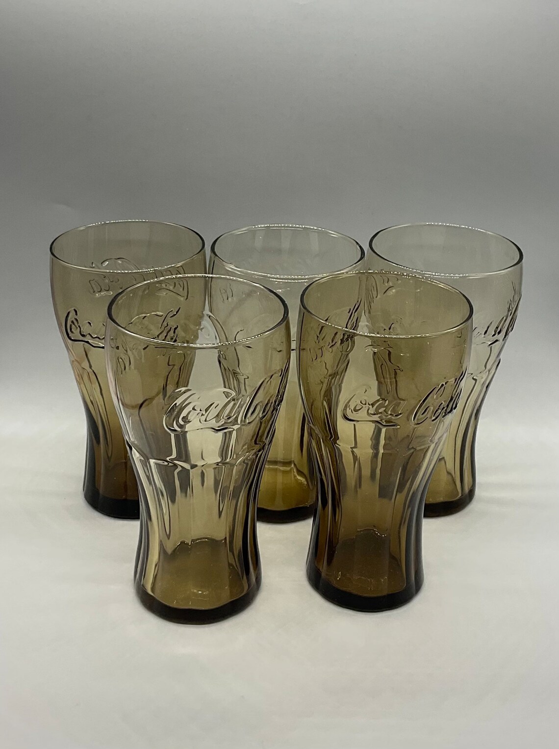 Vintage Collectibles Coca-cola brown Glass Set of 5 16 Oz - Etsy