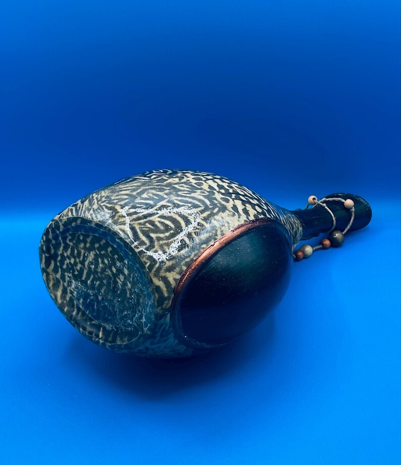 Vintage Long Neck Vessel / /vase Ceramic/ Clay Artifact Vase With Beads ...