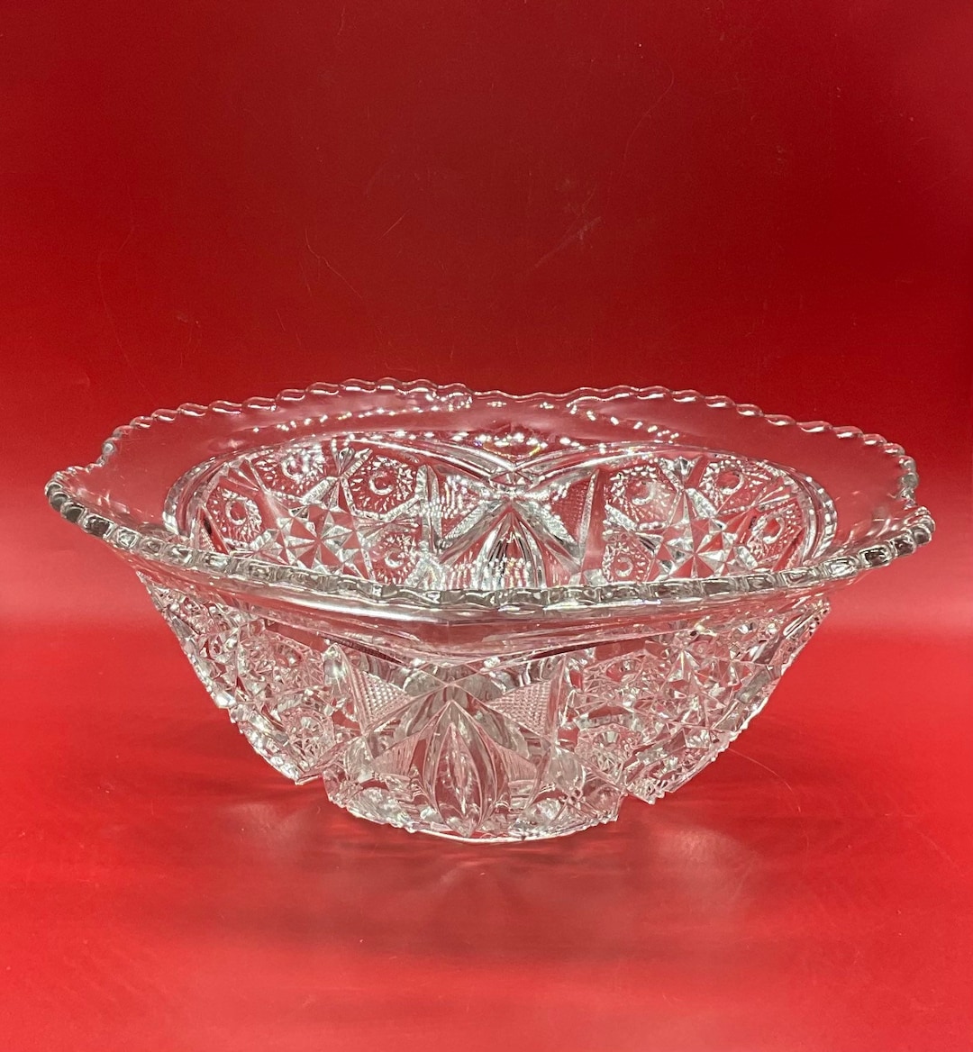 Antique Large Imperial Pressed Glass Hobstar Pattern Serving Bowl ...