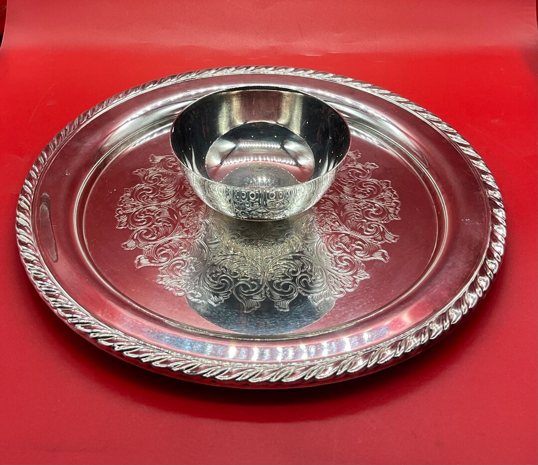 Vintage Silver Plate Chip and Dip Bowl With Attached Tray - Etsy