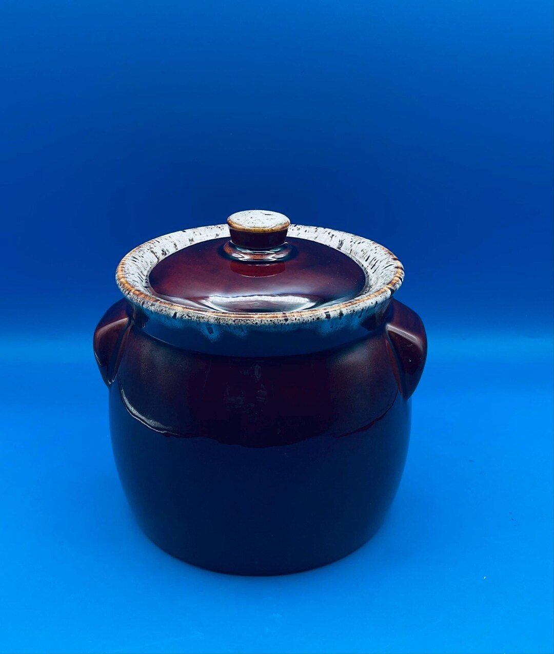 Vintage Pottery Brown Drip 2 Qt. Bean Pot - Etsy
