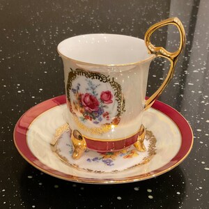 Vintage Armond Translucent China 24K Gold and Roses 15 Piece Footed Tea ...
