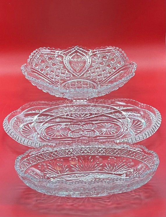 Vintage Imperial Crystal Glass Round Bowl oval Bowl and Oval - Etsy