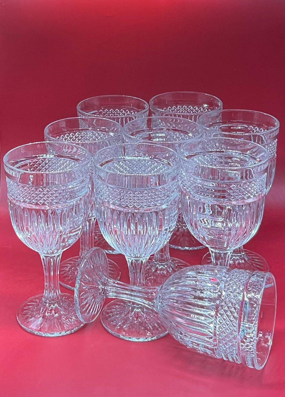 Vintage Lead Crystal Set of 9 Water Goblets - Etsy