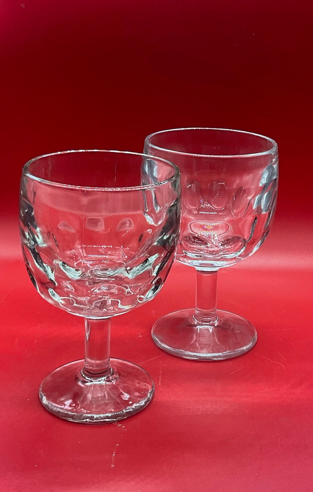 Vintage Set of 2 Thick Heavy Glass Water Goblets - Etsy