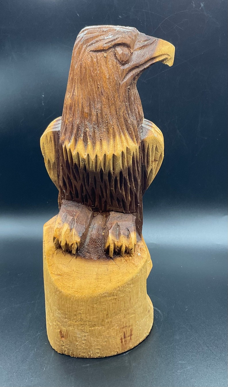 Vintage 1987 Hand Carved Wood Eagle Sculpture - Etsy
