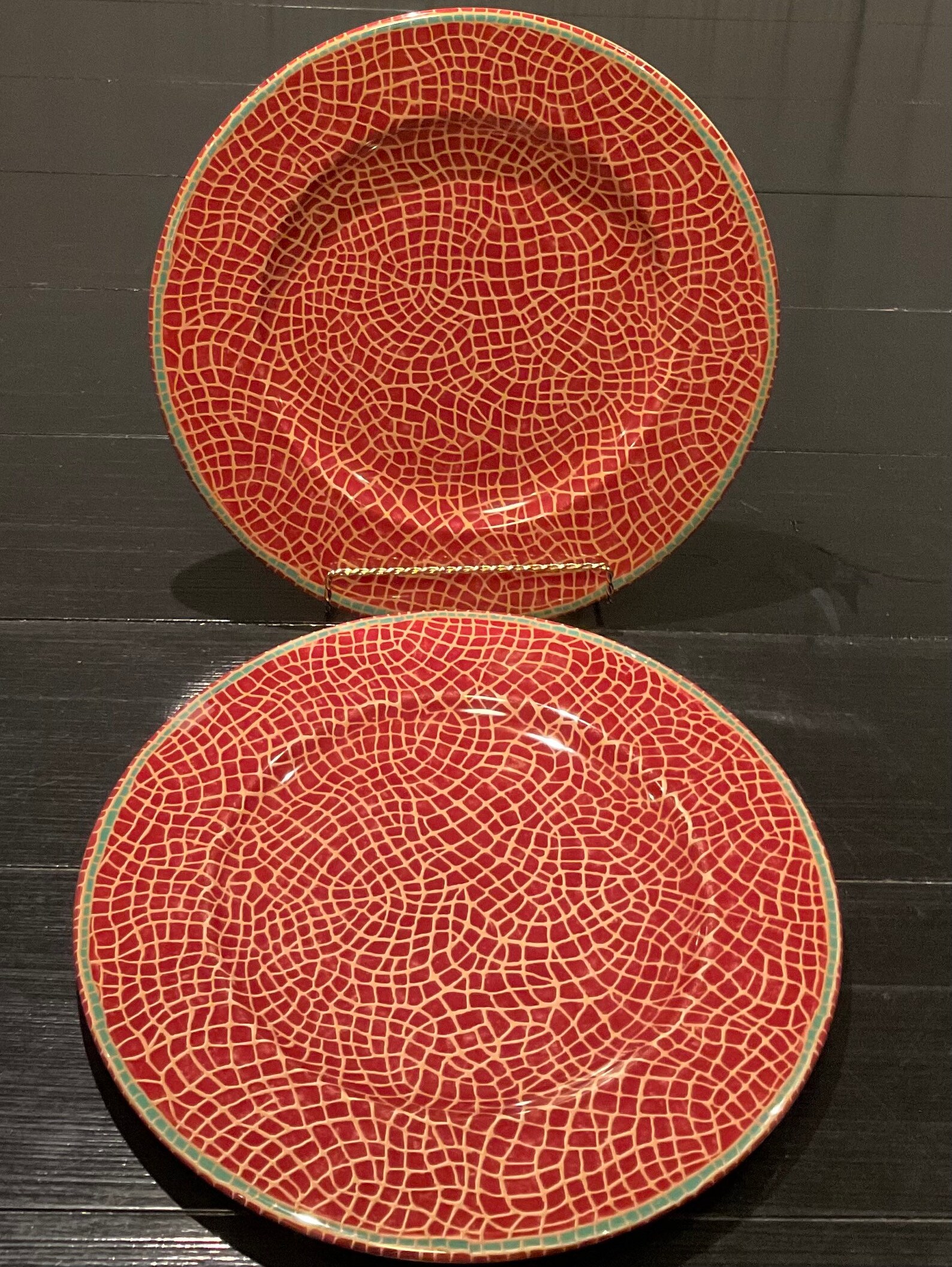 Pier 1 Earthenware Mosaic Fruit Pattern 2 Large Red Dinner - Etsy