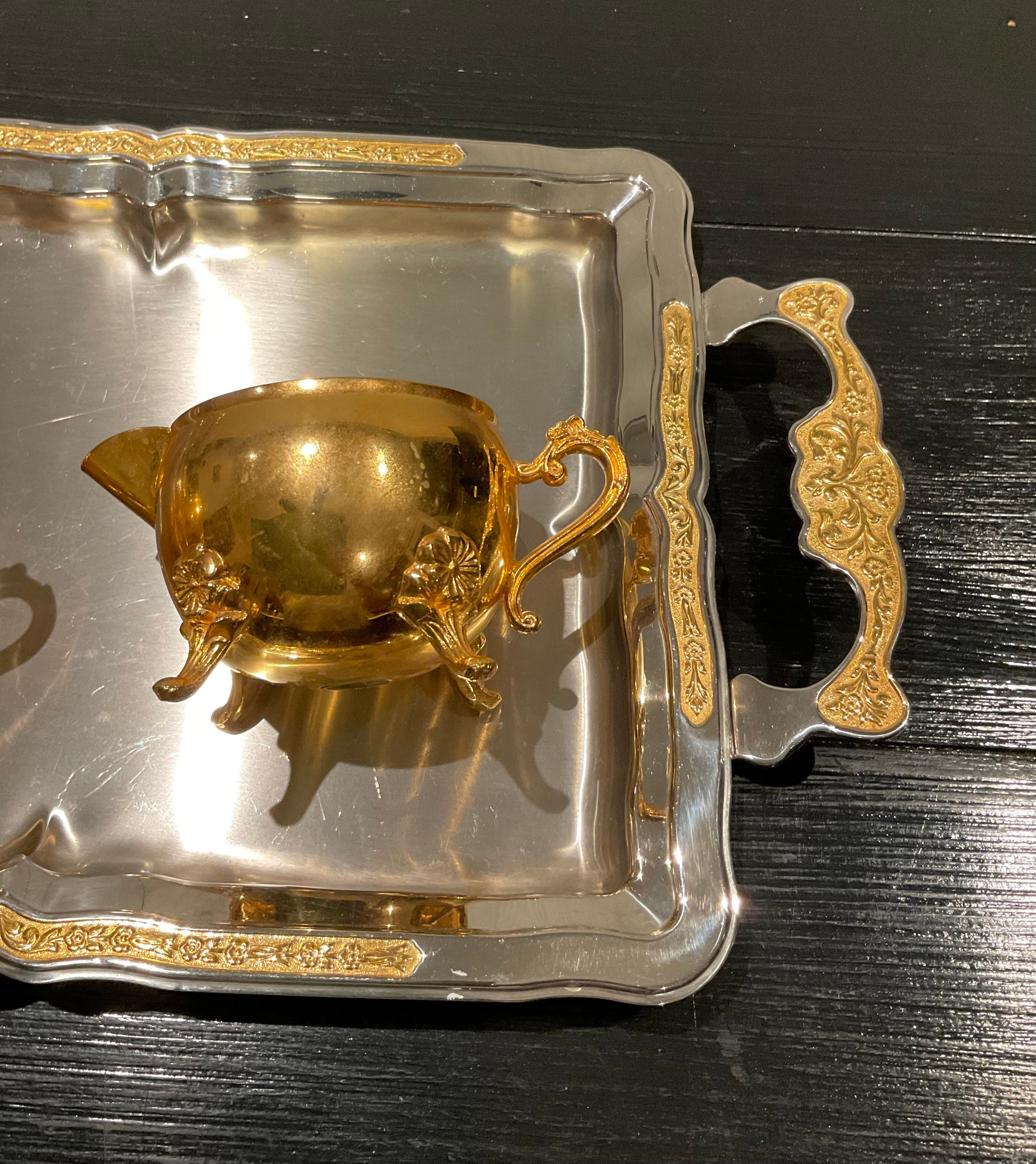 3 Piece Serving Tray rectangular Inox Tray creamer and Sugar | Etsy