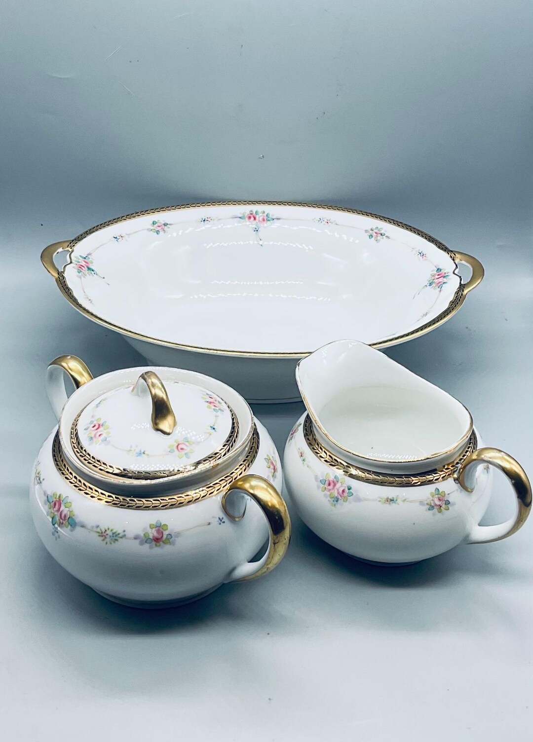 Vintage Noritake M Hand Painted Nippon Oval Serving Bowl,creamer and ...