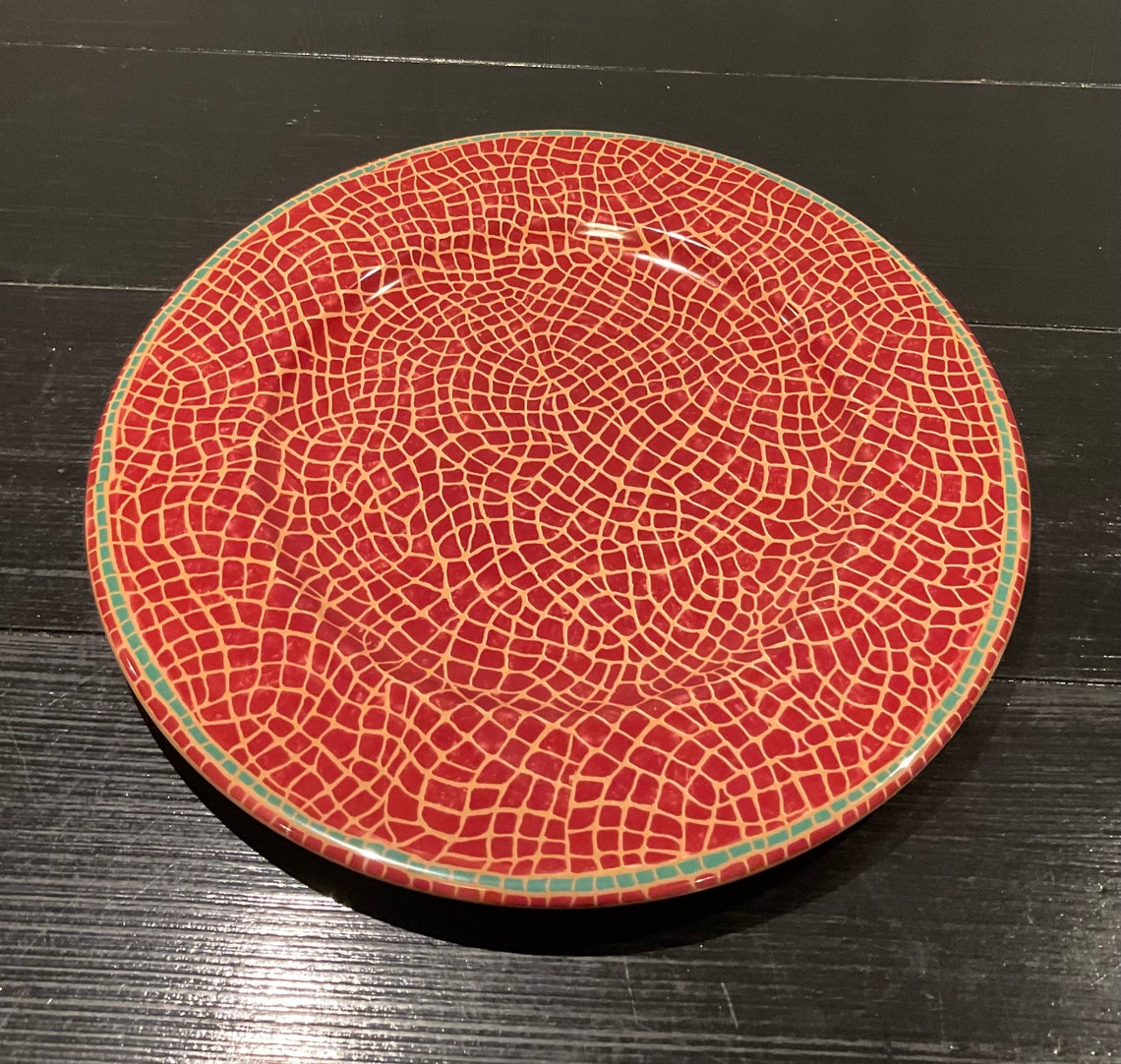 Pier 1 Earthenware Mosaic Fruit Pattern 2 Large Red Dinner - Etsy