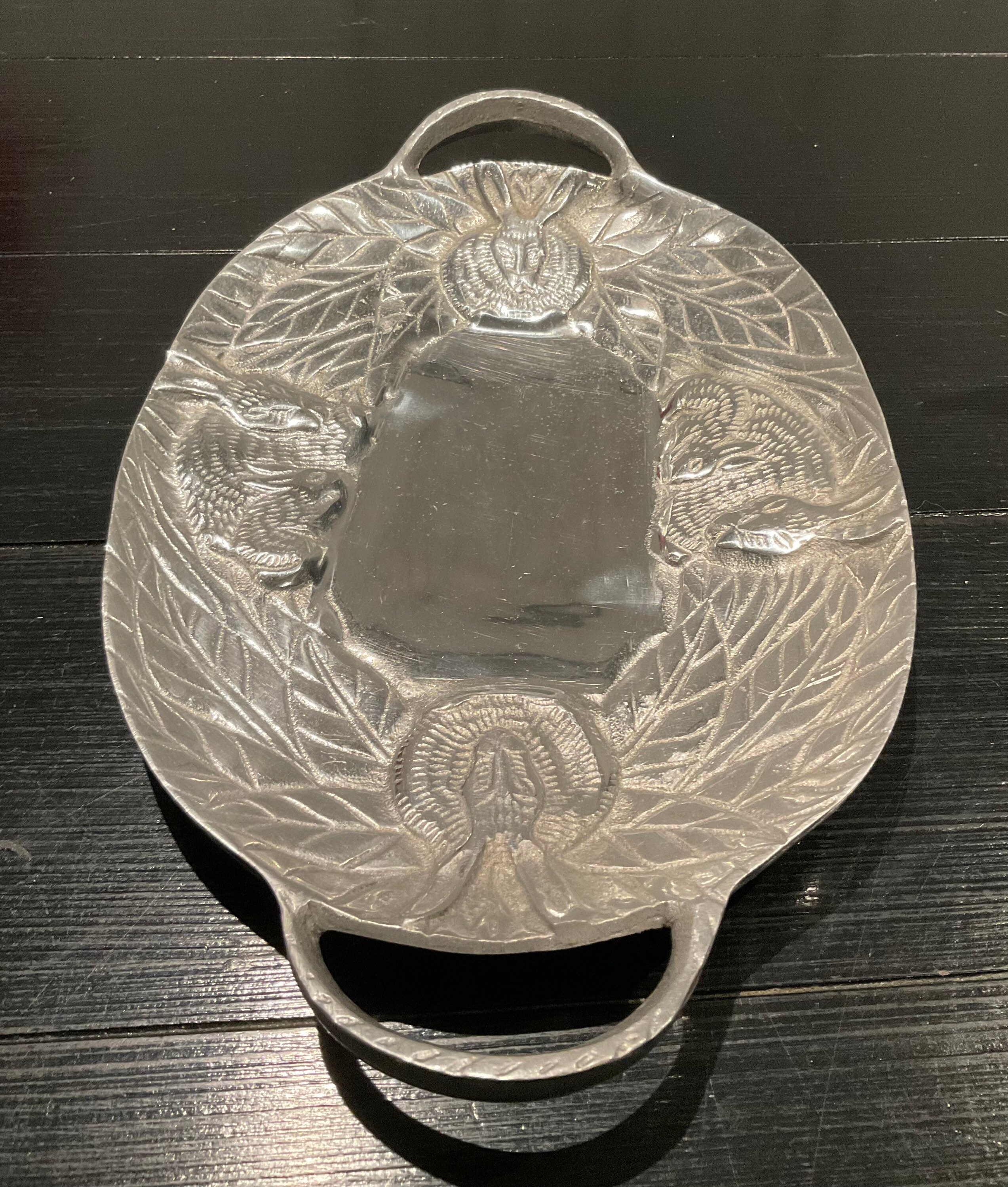 Vintage Oval Pewter Rabbit Bunnies Tray With Handles - Etsy