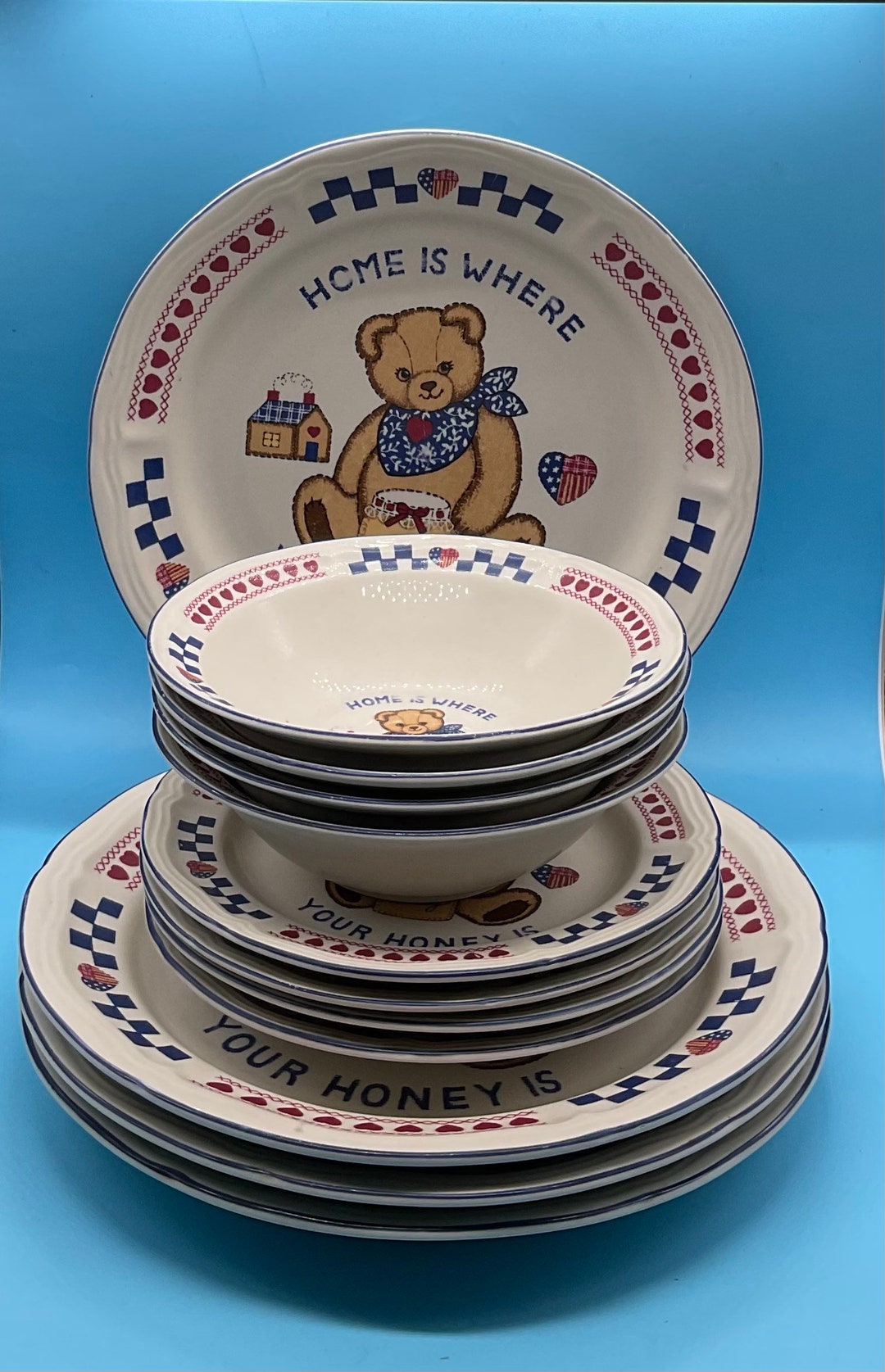 Vintage Cecil Saydah Co .stoneware ”home is Where Your Honey Is”3 Piece ...