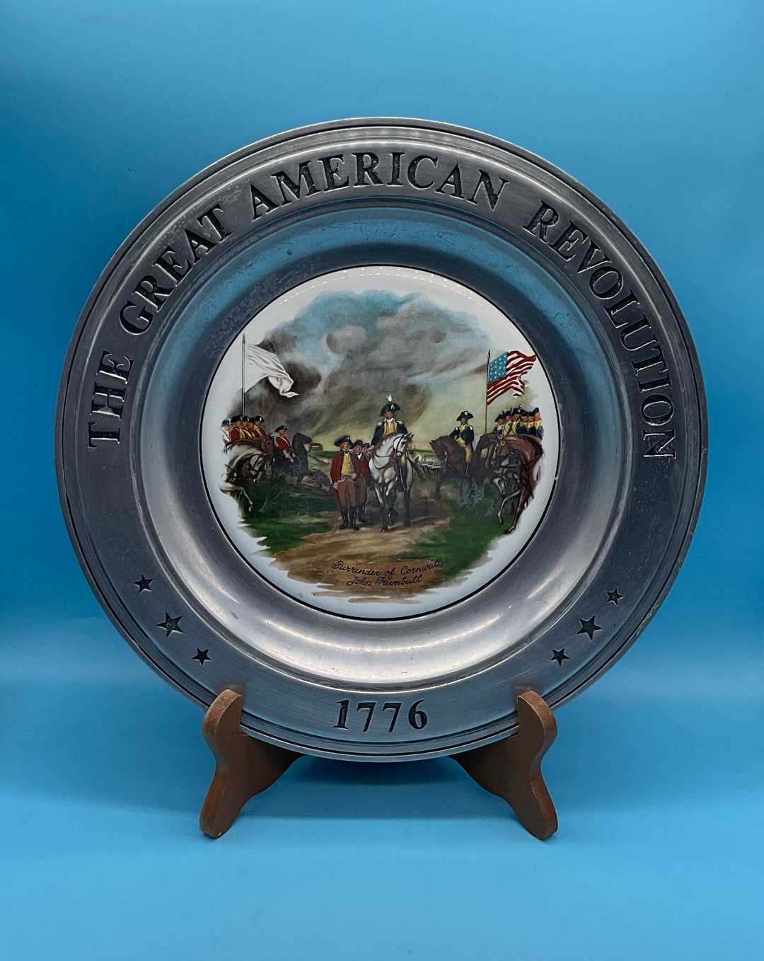 Vintage the Great American Revolution 1776 Pewter and Porcelain Hanging ...