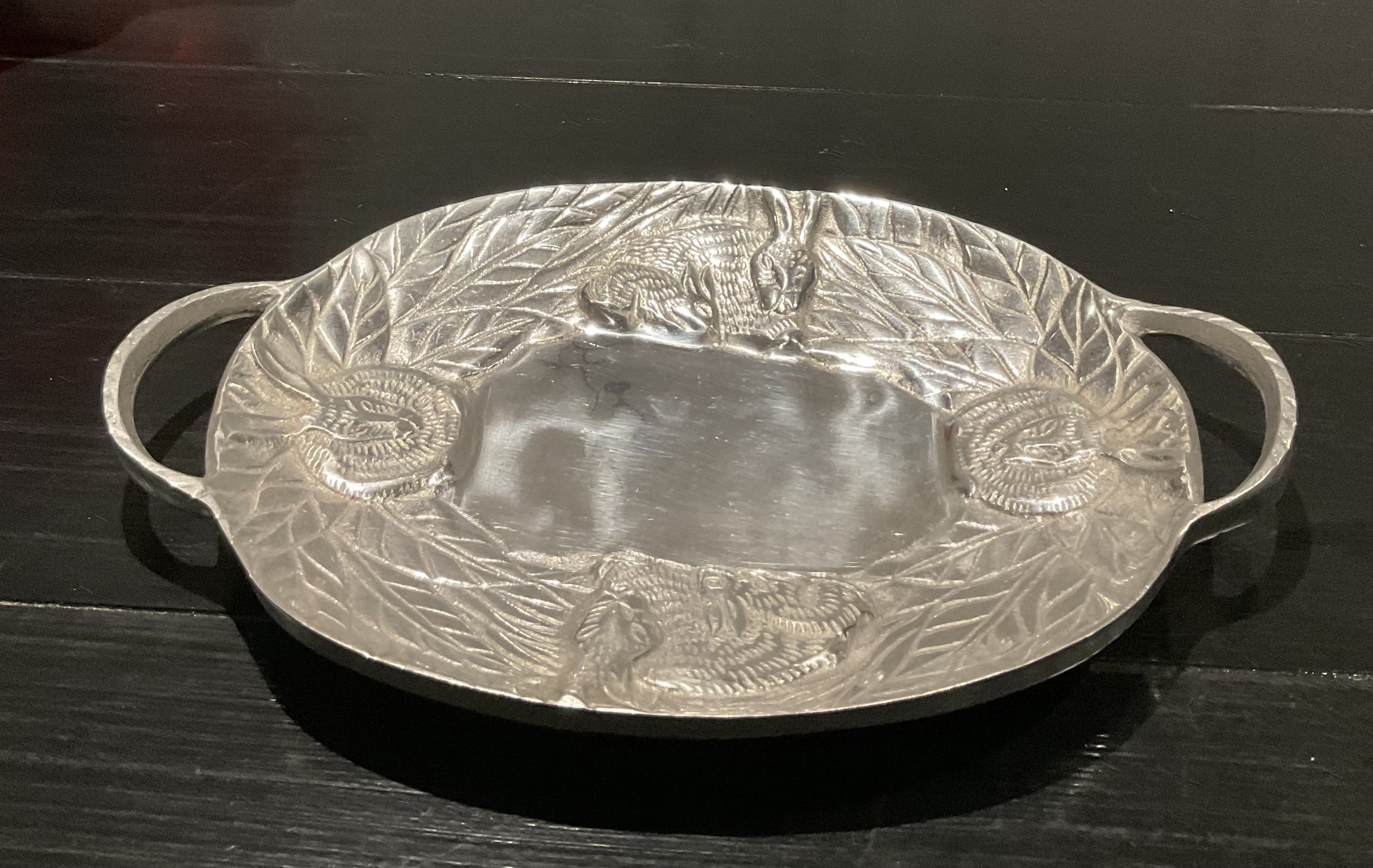 Vintage Oval Pewter Rabbit Bunnies Tray With Handles - Etsy