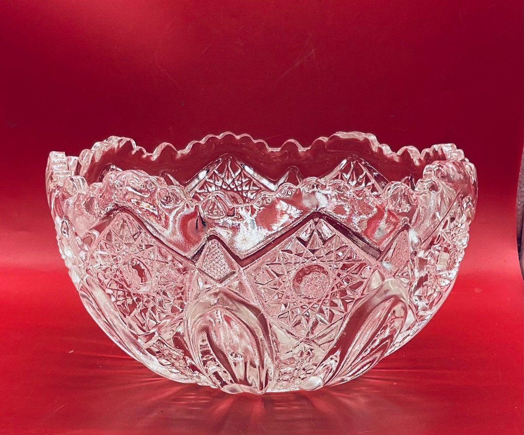 Vintage Cut Heavy With Sawtooth Edge Bowl - Etsy