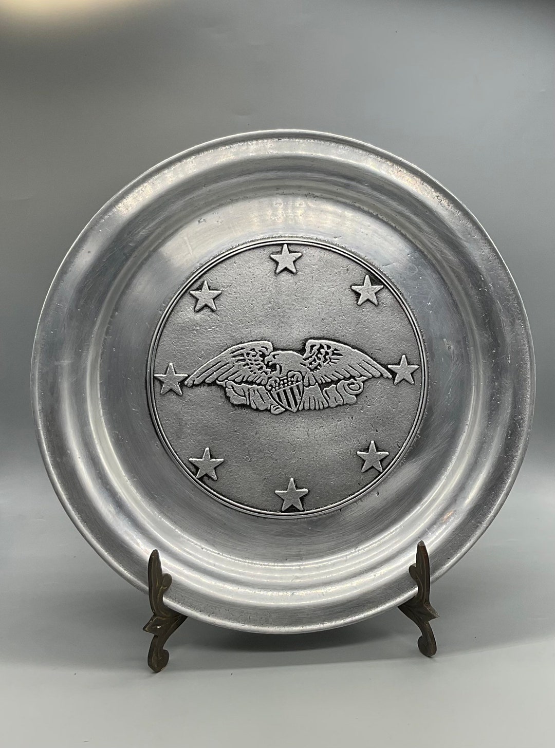 Vintage Wilton Columbia Pa. American Eagle and Stars Pewter 11”plate - Etsy