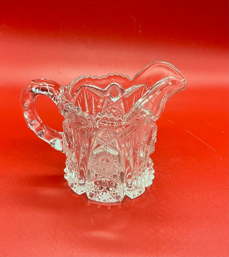 Vintage Pressed Crystal Glass Creamer and Sugar Bowl - Etsy