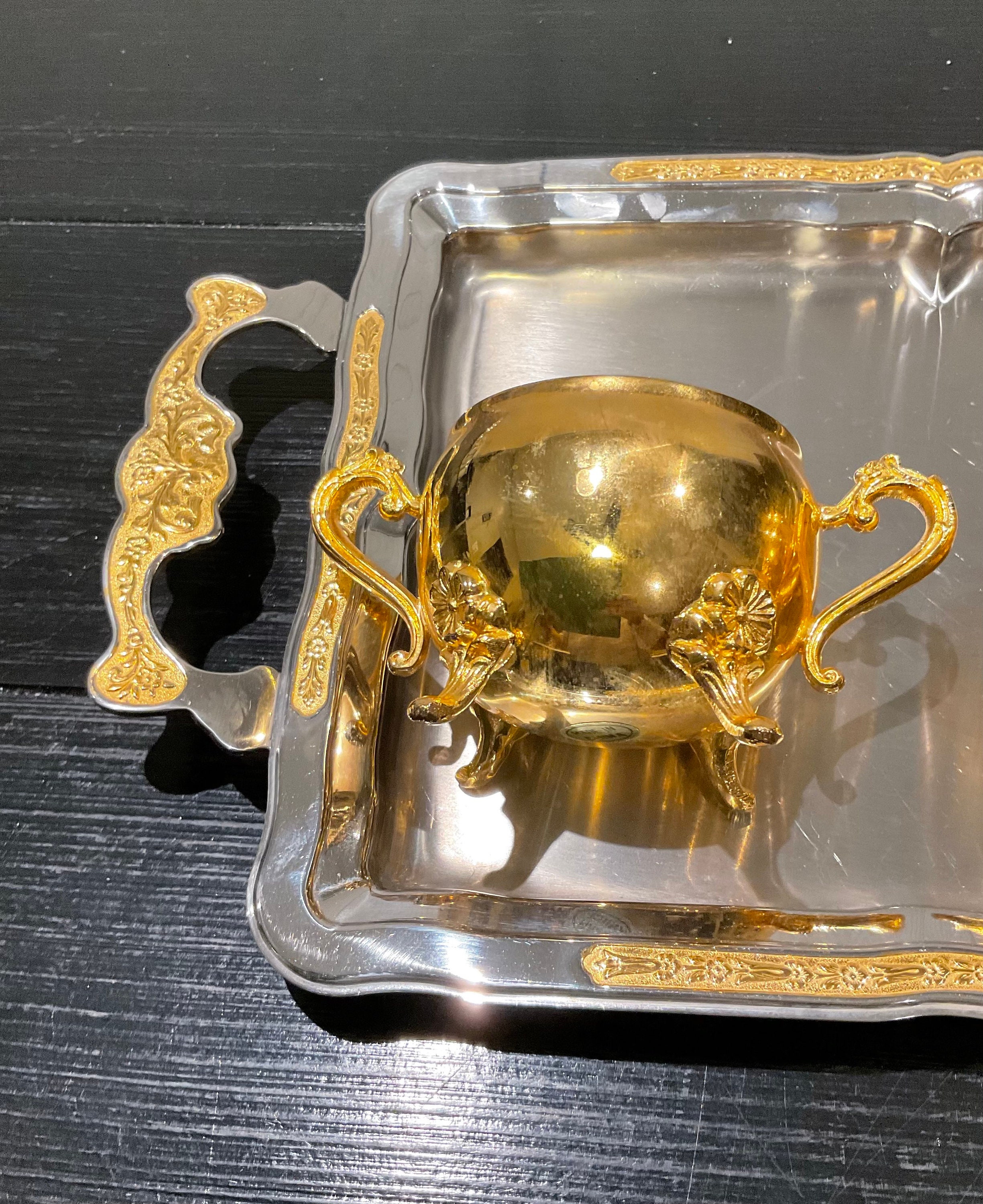 3 Piece Serving Tray rectangular Inox Tray creamer and Sugar | Etsy