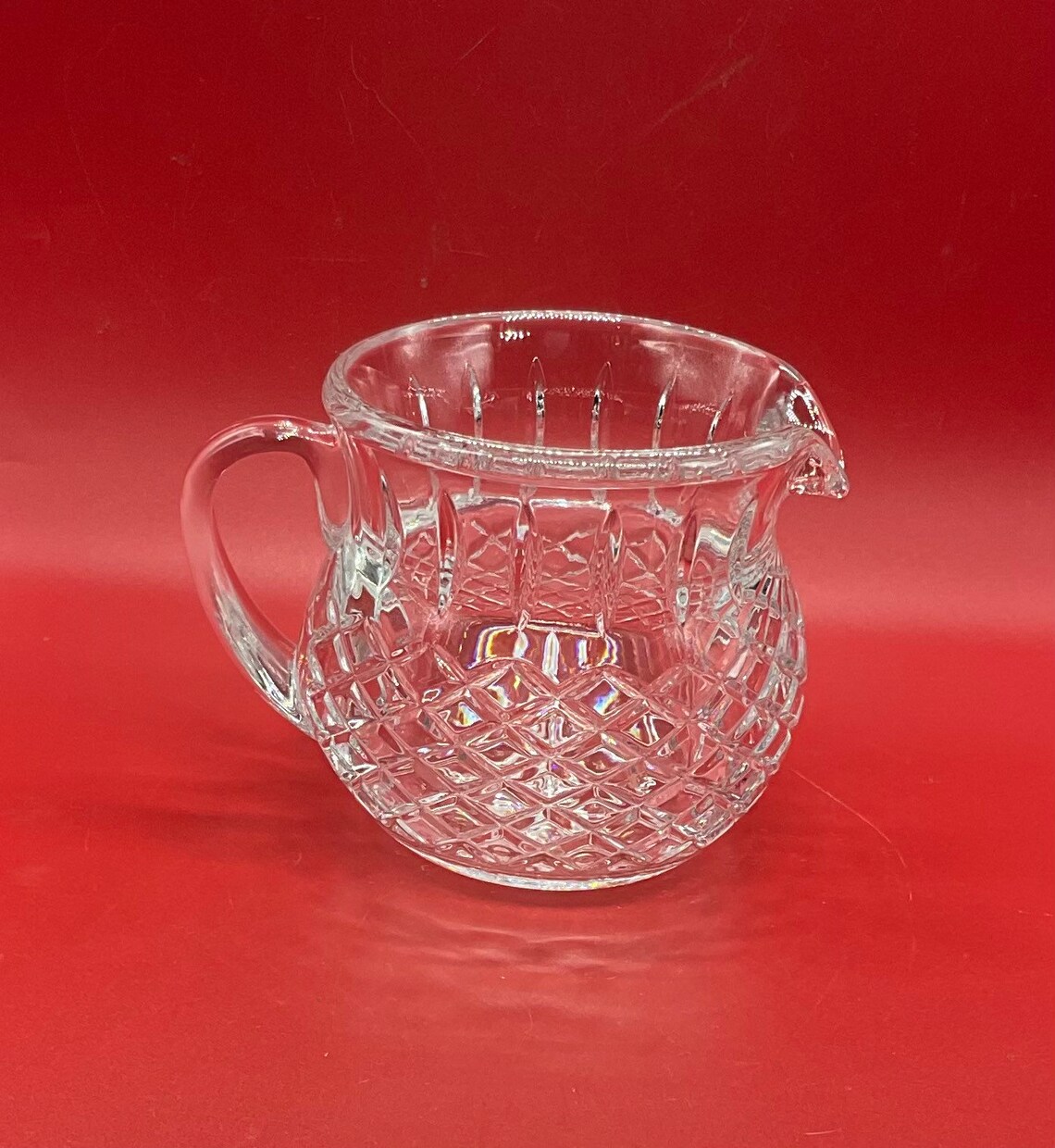Vintage Vintage Heavy Lead Crystal Diamond Cut Pitcher - Etsy