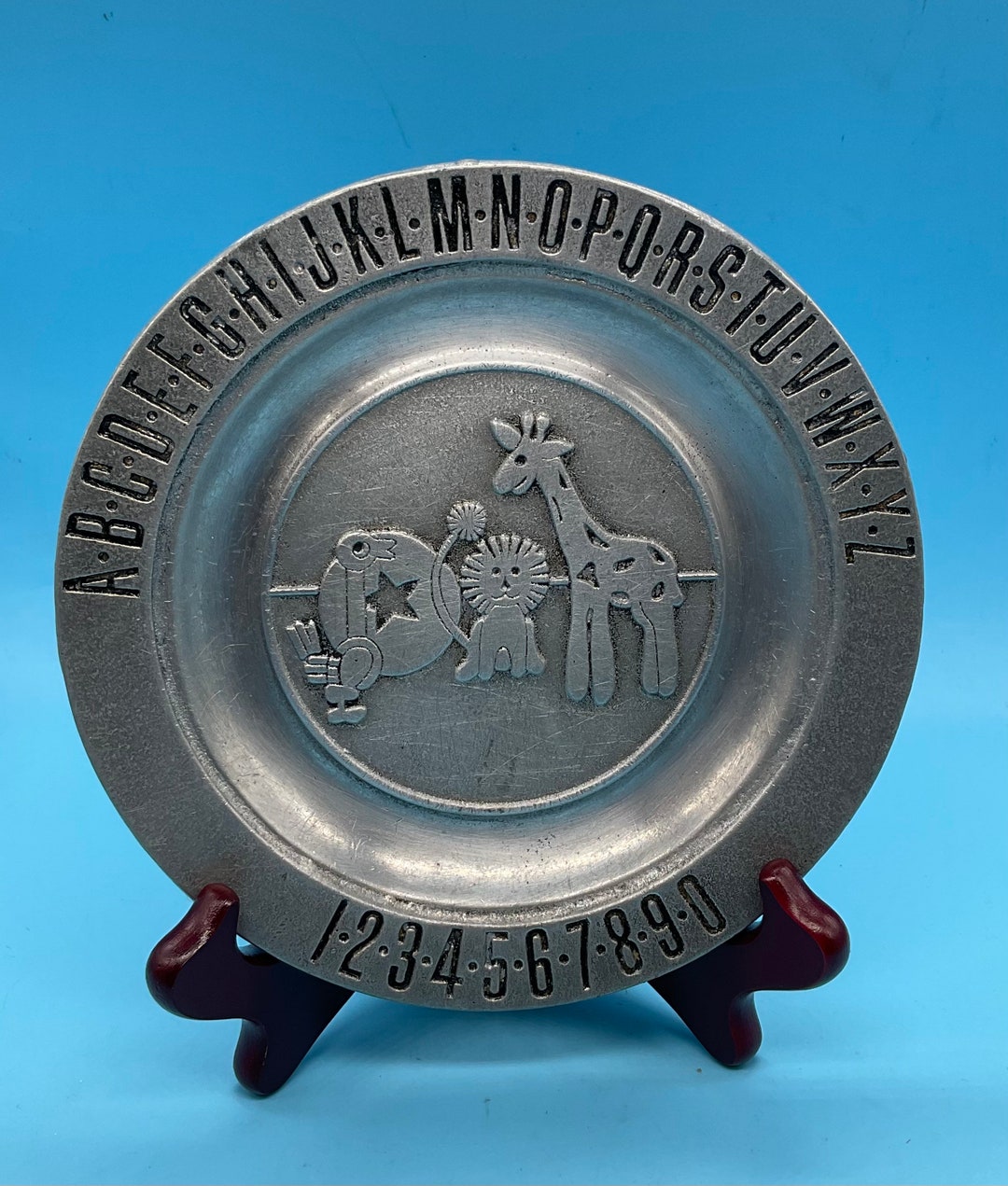 Vintage Pewtarex Pewter Baby ABC Alphabet, Number 7” Plate - Etsy