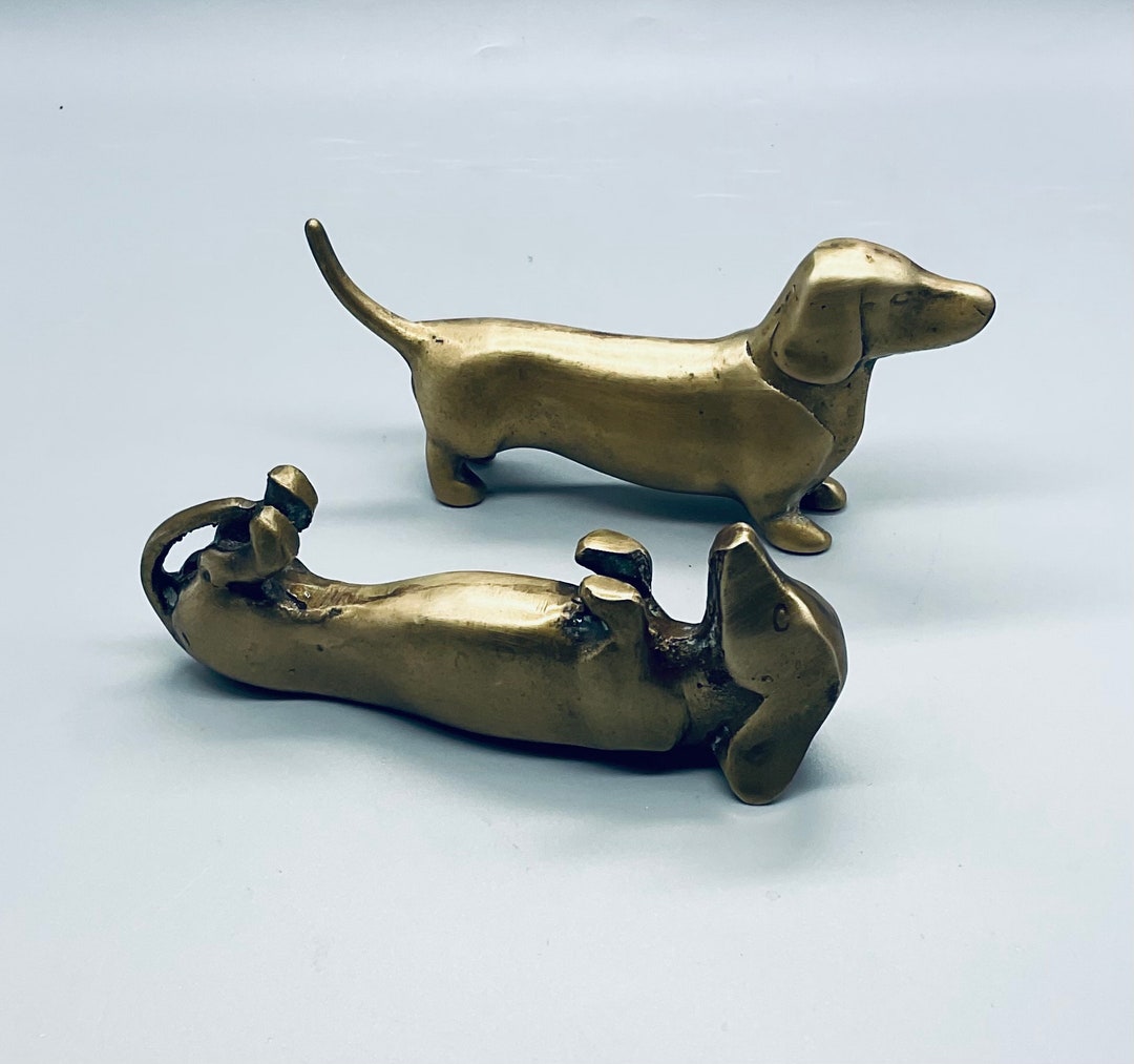 Vintage Solid Brass Pair of Dachshund Dogs /wiener Dogs Paperweight ...