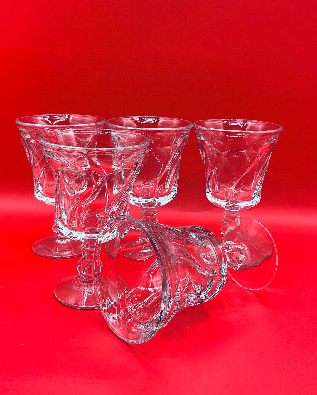 Vintage Fostoria Jamestown Swirl Glass Set of 6 Wine Goblets - Etsy