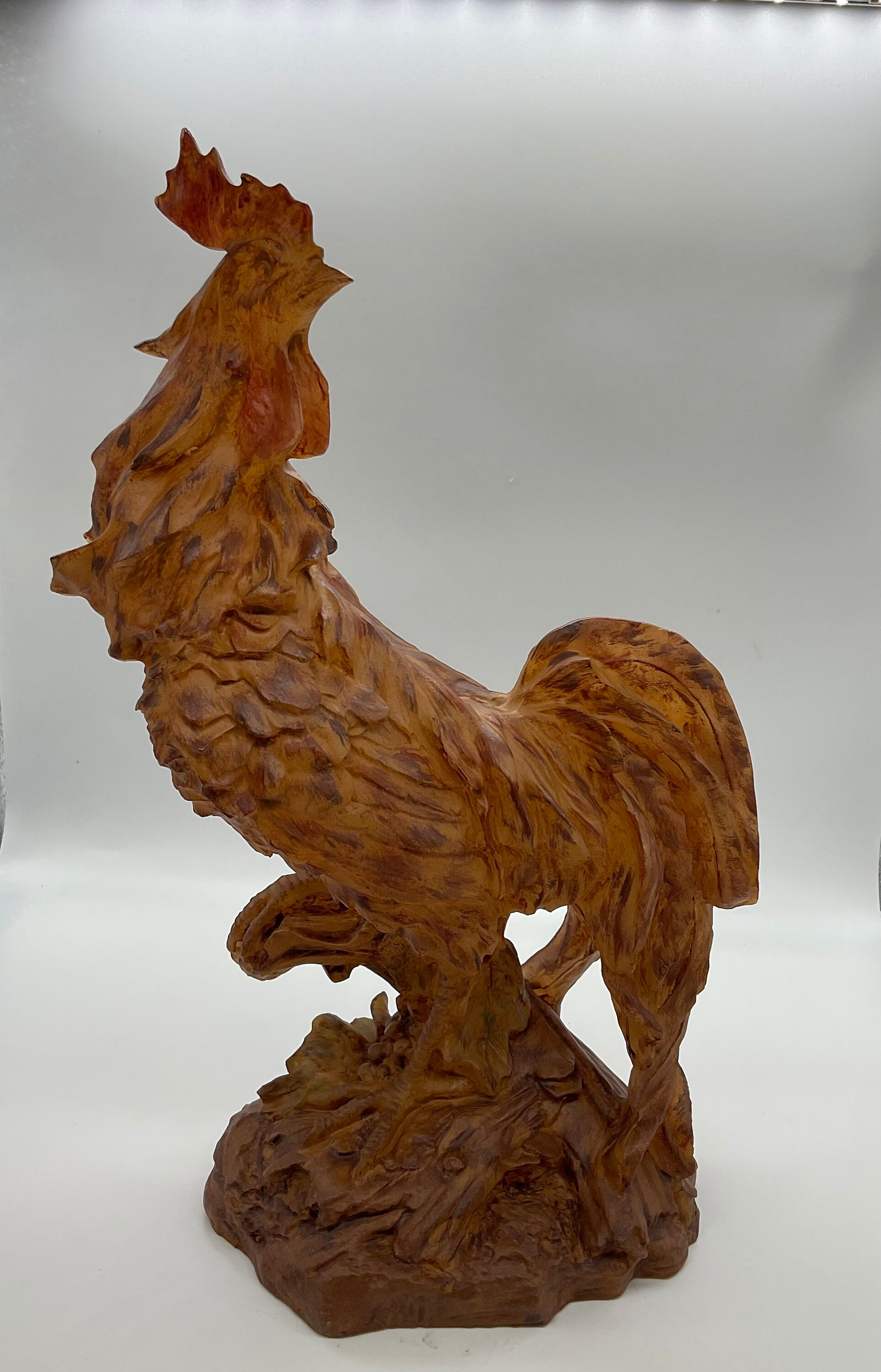 Vintage Amber Cast Resin Rooster Statue Decorative - Etsy